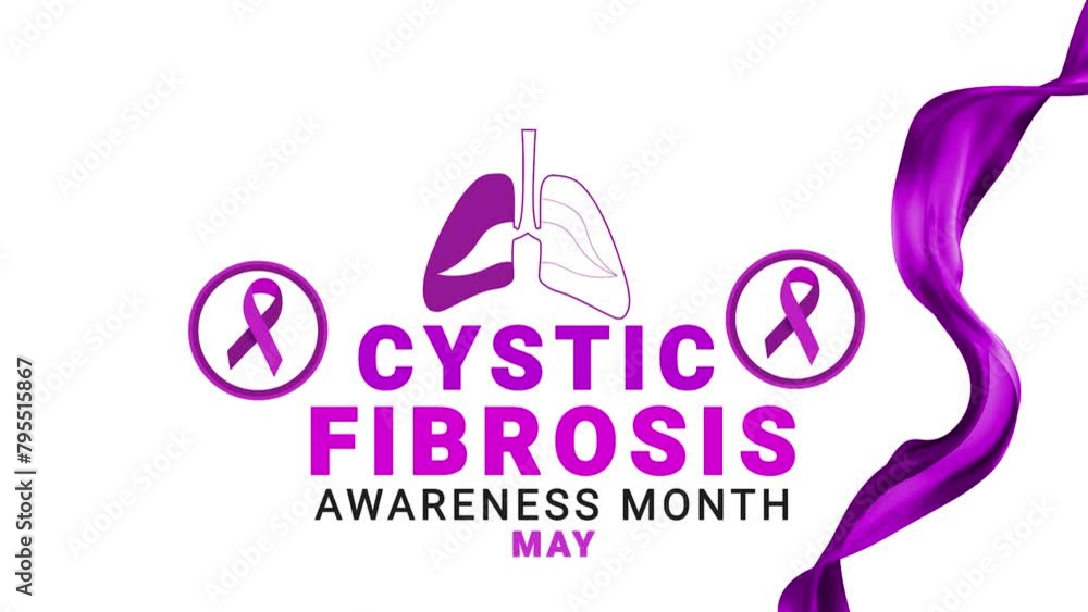 Cystic fibrosis awareness month. Purple color ribbon wave and Lung ...