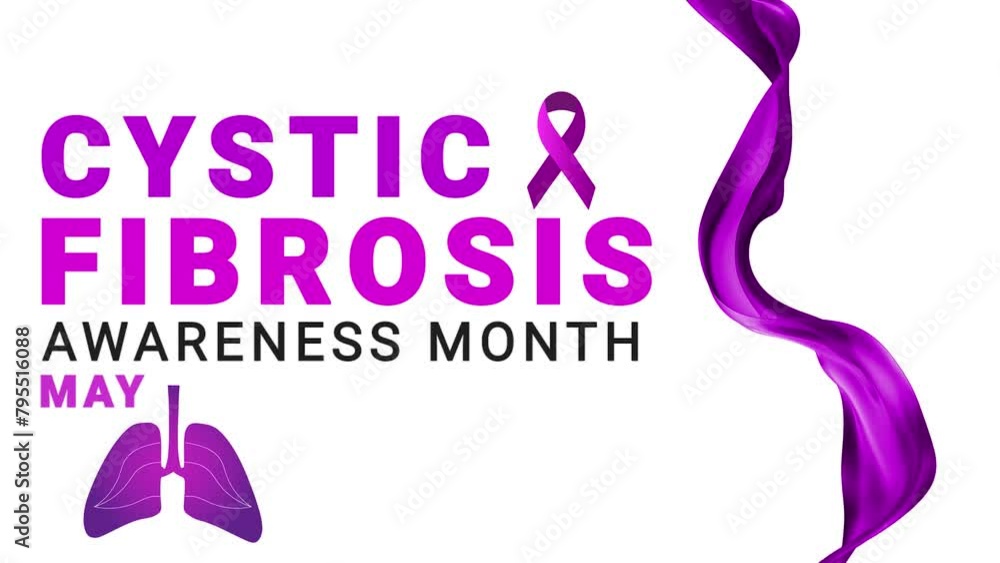 Cystic fibrosis awareness month. Purple color ribbon wave and Lung ...