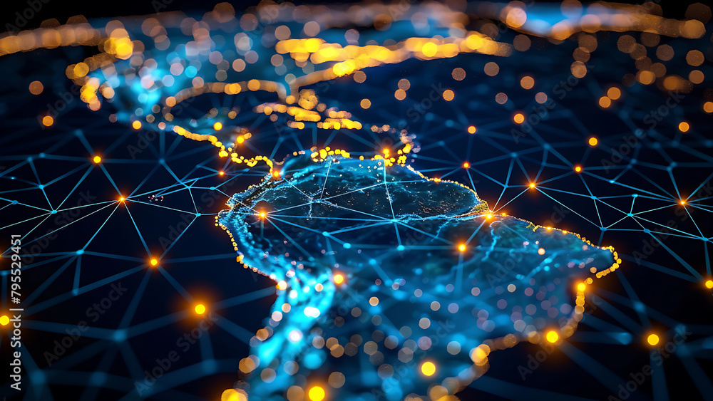 America network map. Global communications systems and communications ...