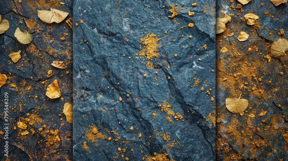 A close-up of a rock with leaves clinging to its surface Another rock ...