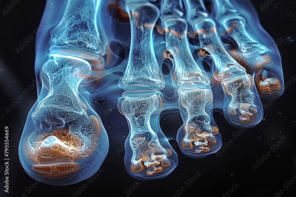 Healthcare, science and digital xray of foot for research, innovation ...