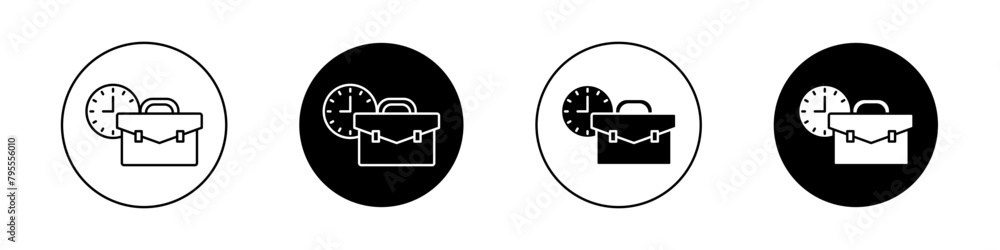 Office time icon set. workday sign. employee working hours vector ...