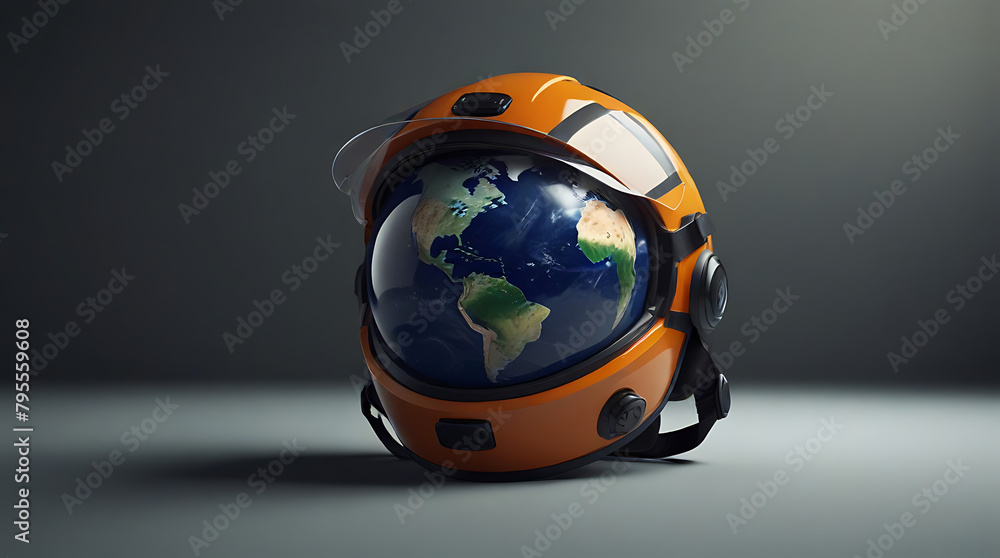 The planet earth with safety helmet ,health concept for the world day ...