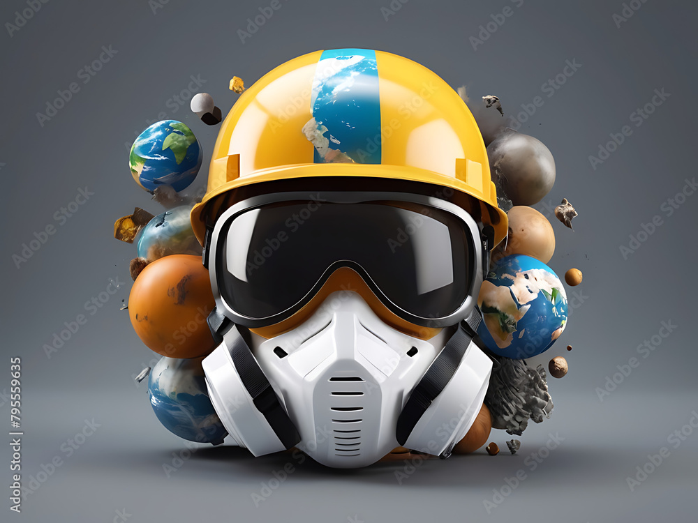 The planet earth with safety helmet ,health concept for the world day ...