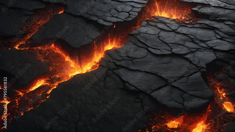 Cracked Lava Land texture background. Volcano magma Hell rock. Abstract ...