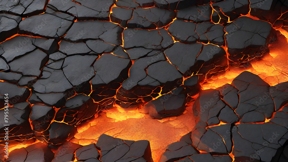 Cracked Lava Land texture background. Volcano magma Hell rock. Abstract ...