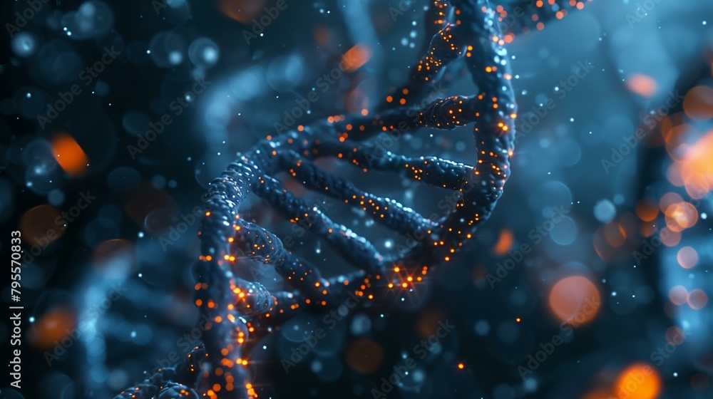 Double exposure biotech dna structure, dna strand, biotechnology ...