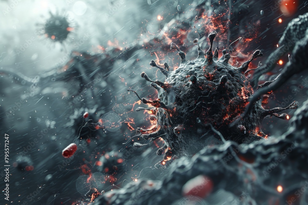 A stark and powerful depiction of viral infection at the cellular level ...