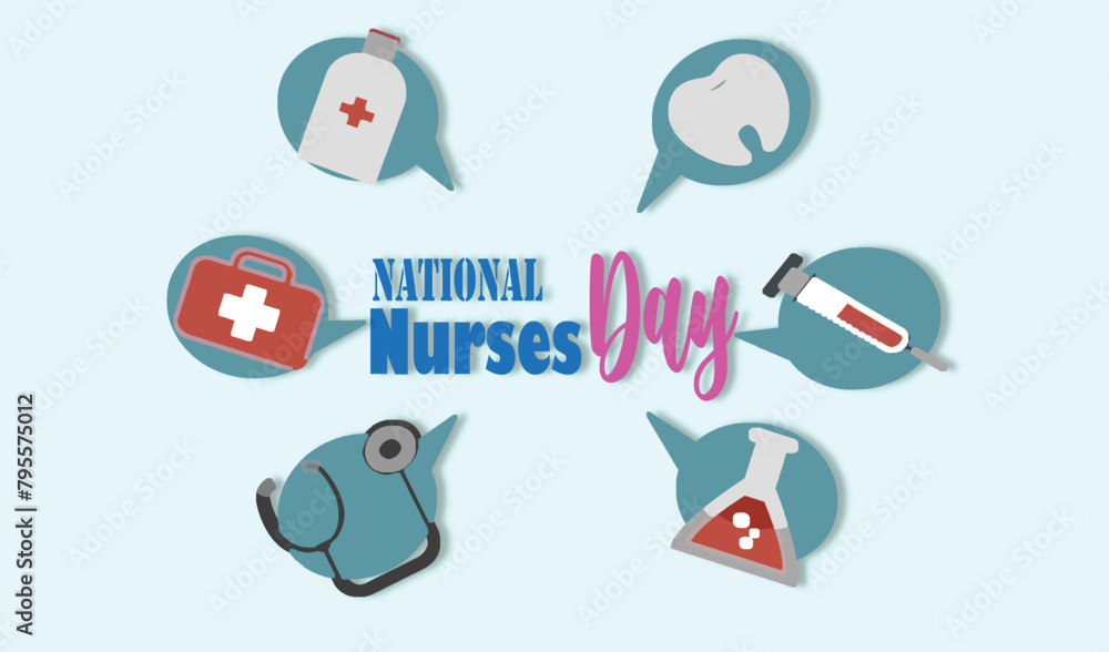 Vector National Nurses day 6th May Post celebration and wish card ...