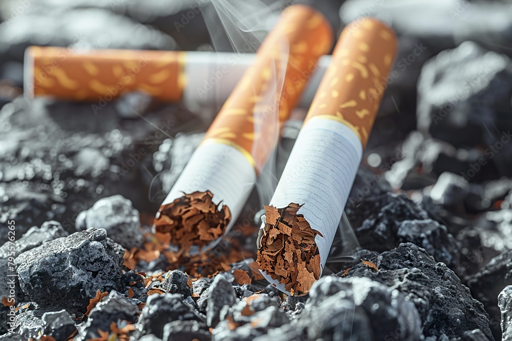 Broken Cigarette: Show a broken or crushed cigarette to symbolize ...