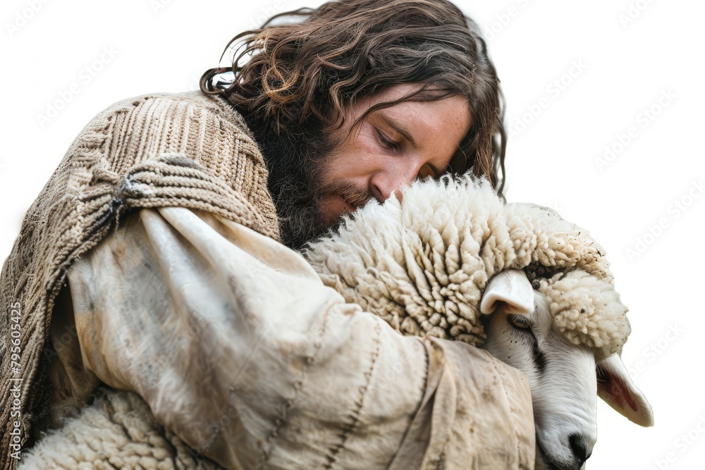 Depiction of Jesus Christ as Shepherd - Jesus Christ holding a Lamb ...