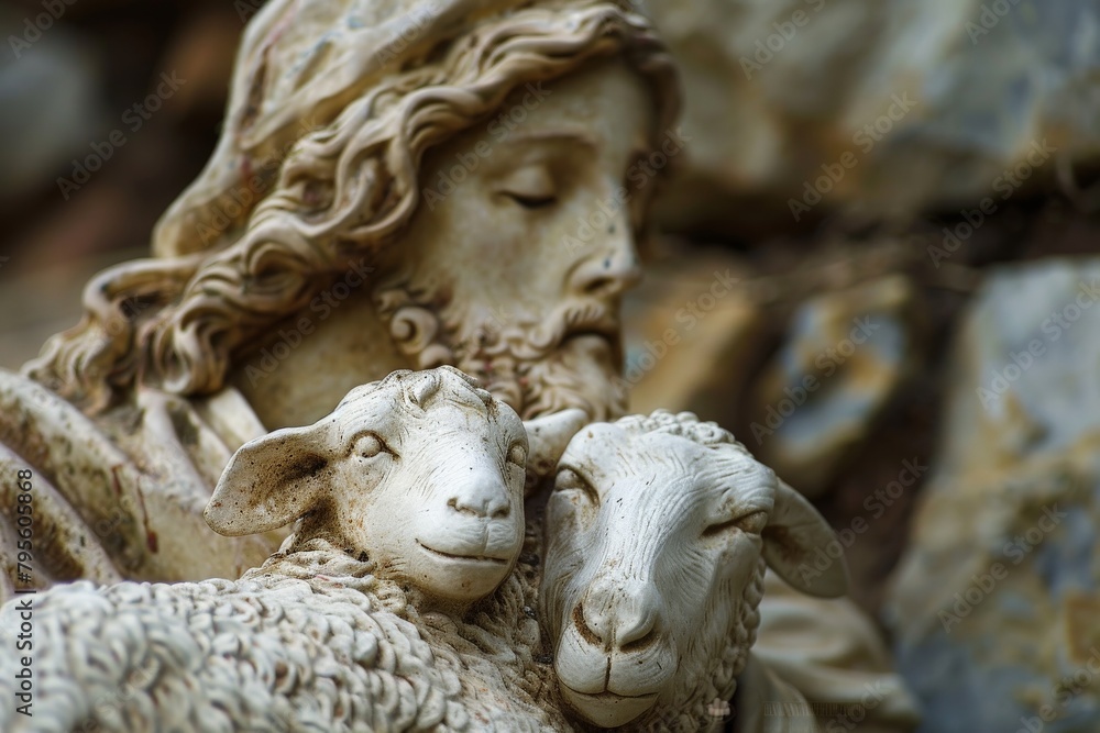 Depiction of Jesus Christ as Shepherd - Jesus Christ holding a Lamb ...
