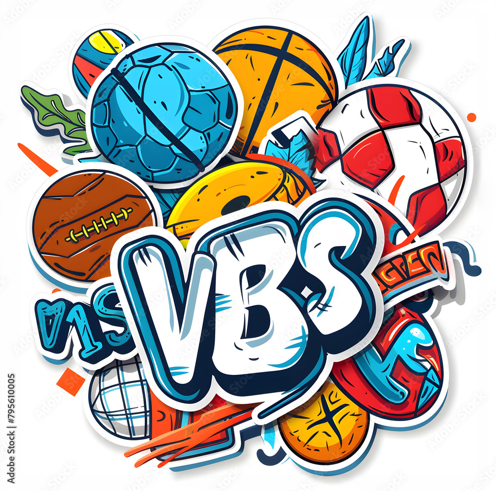 Text VBS (Vacation Bible School) sport sticker, illustration ...