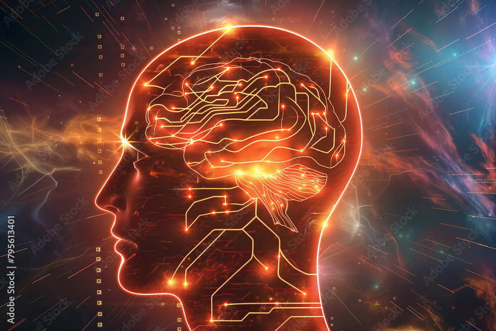 human head with brain, Dive into the realm of artificial intelligence ...
