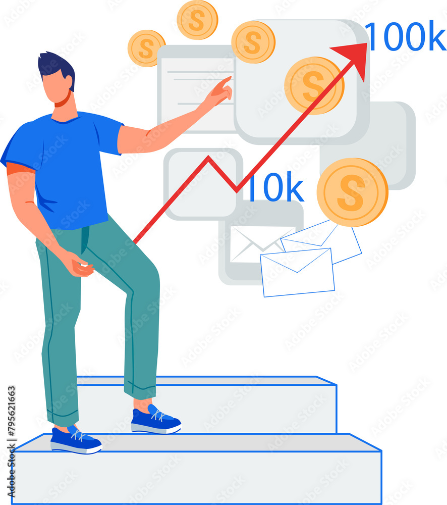Business and finance growth, increasing income and revenue of ...
