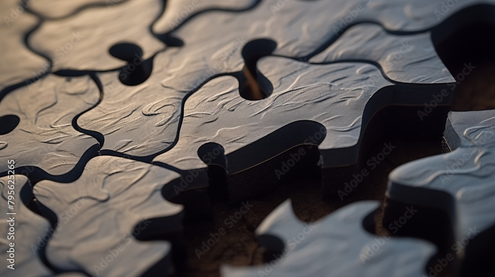 missing piece, A close-up of ajigsaw puzzle piece: its texture, edges ...
