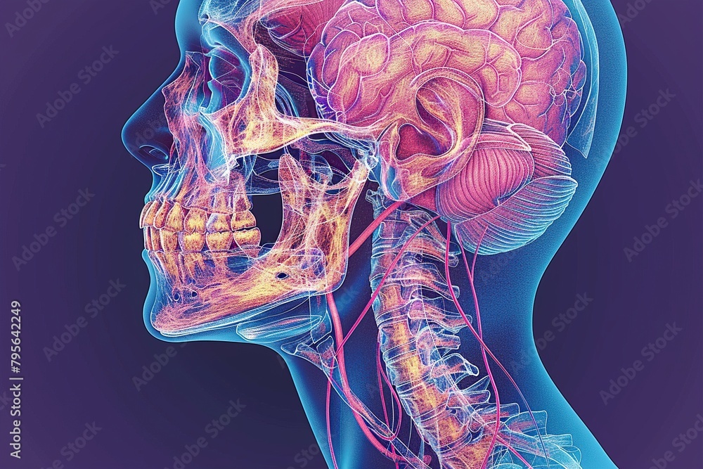 Human headache type structure diagram hand drawn schematic raster ...