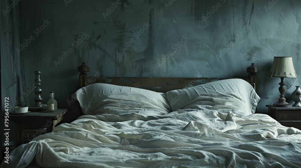 Chilling scene of an empty bed with indents as if someone just got up ...