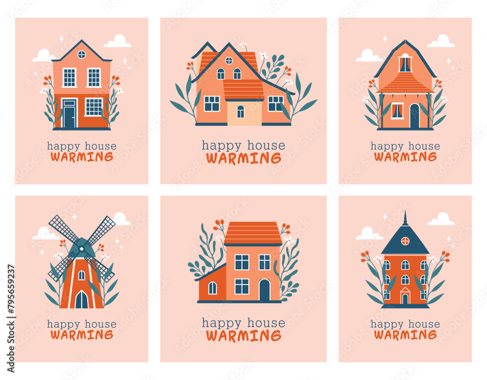 Happy House Warming. Big collection of village buildings, houses ...