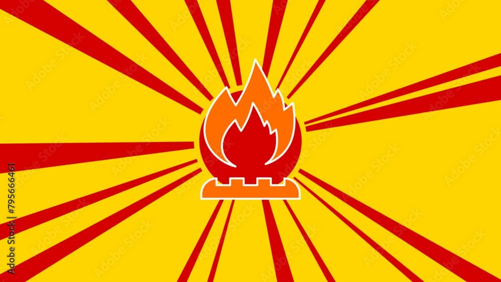 Gas symbol on the background of animation from moving rays of the sun ...