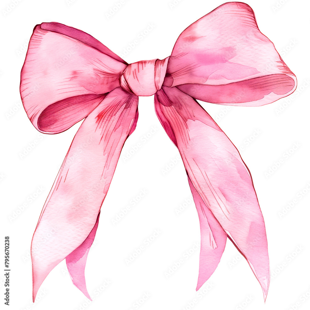 Soft Pink Watercolor Bow Isolated, Soft pink watercolor bow ...
