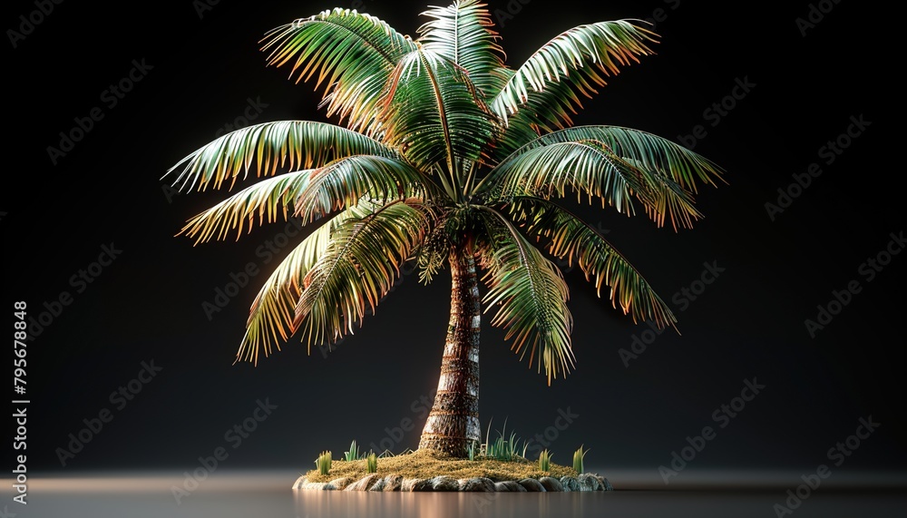 one palm tree, png file of isolated cutout object on transparent ...