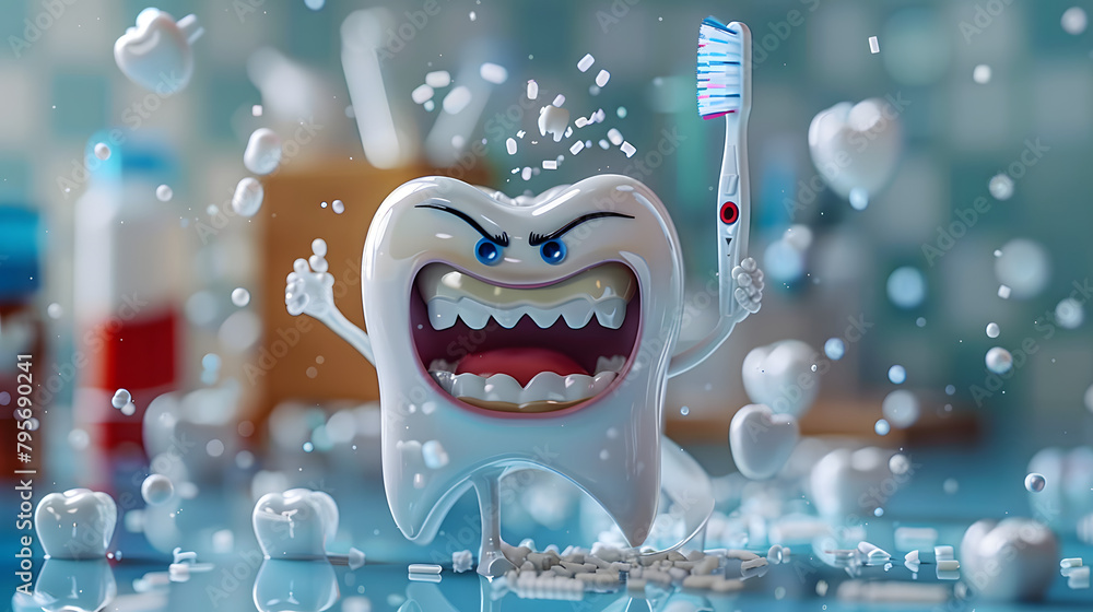Heroic Tooth Character Defending Oral Health from Bacterial Villains ...