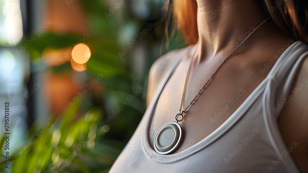 A discreet sensor attached to a necklace measures a mothers pressure ...