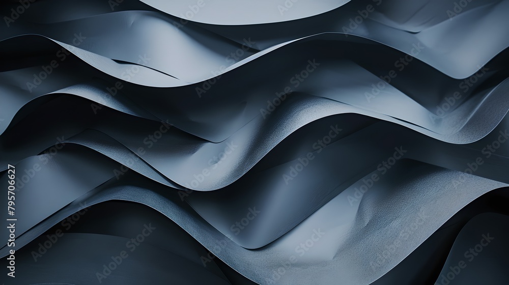 Abstract Wavy Forms in Monochrome. Fluid Art Concept. Textured Waves in ...