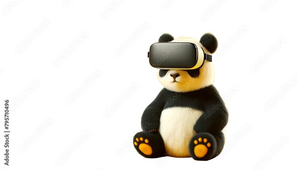 Seated panda with VR headset, PNG format with a transparent background ...