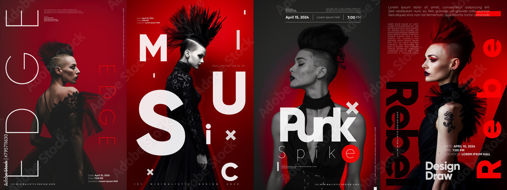 Bold red backdrop unites striking punk-inspired fashion portraits, with ...