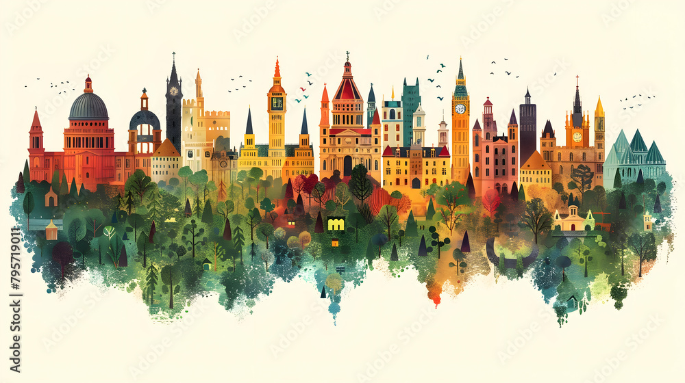 An illustration of a minimalist map with only major landmarks marked ...