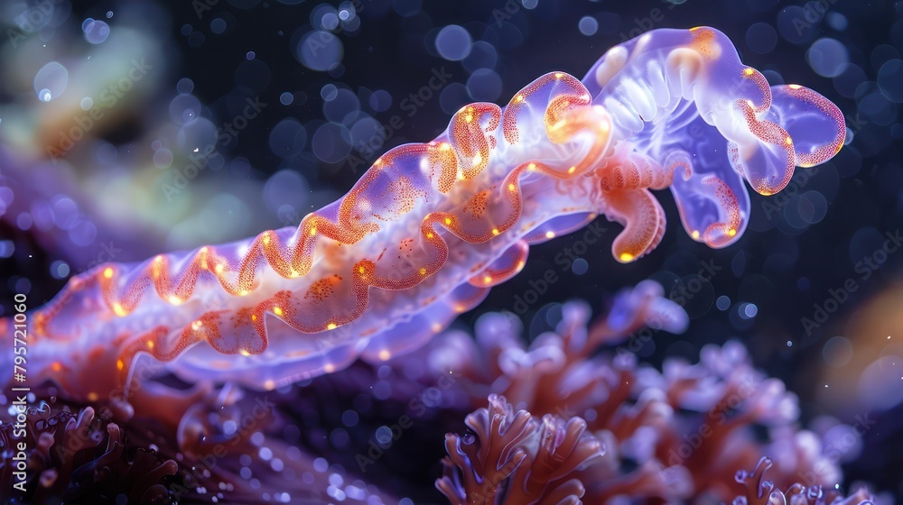 Sharp focus on flatworm regeneration, showing the division at the head ...