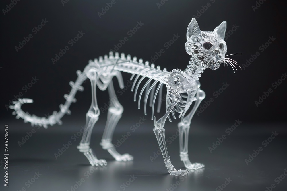 A Detailed Model of a Cat Skeleton Highlighting the Intricate Skeletal ...