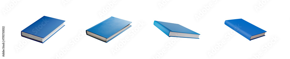 Blue book Mockup set in various angles. Floating empty blank book ...