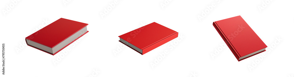 Red book Mockup set in various angles. Floating empty blank book ...