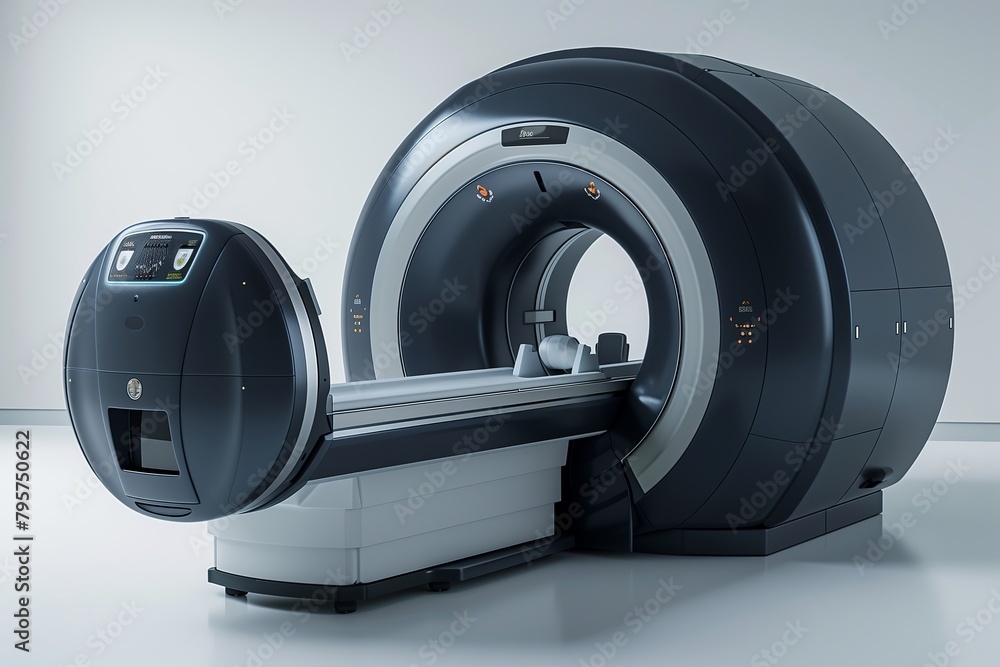 Magnetic resonance machine isolated on white background. MRI with no ...