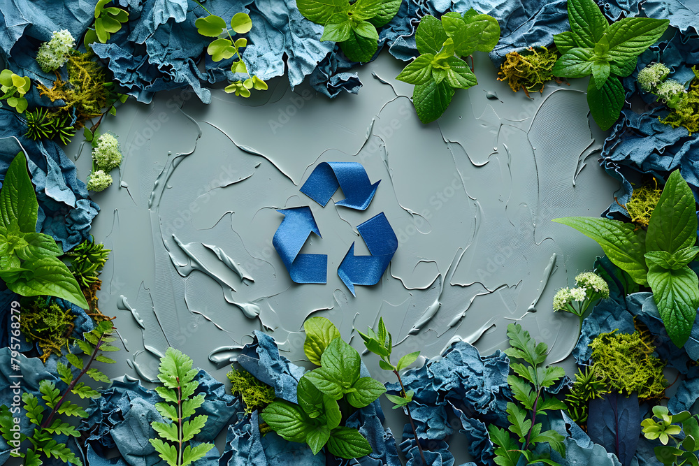 Simple Environmental Awareness Banner with Realistic Recycling Symbol ...