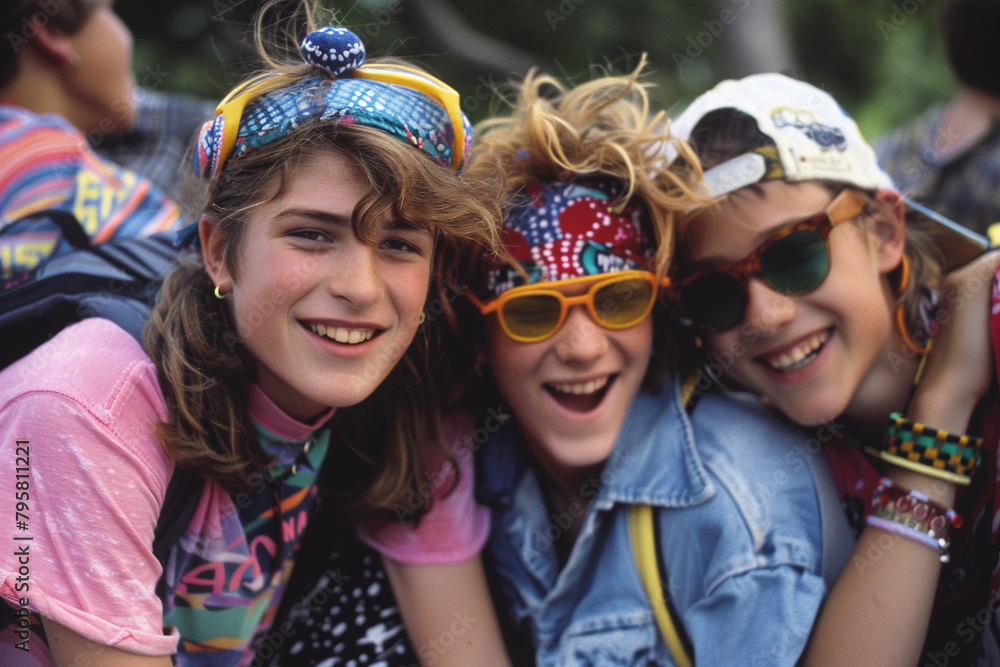 Cool funny pretty happy old school teenager children, vintage retro ...