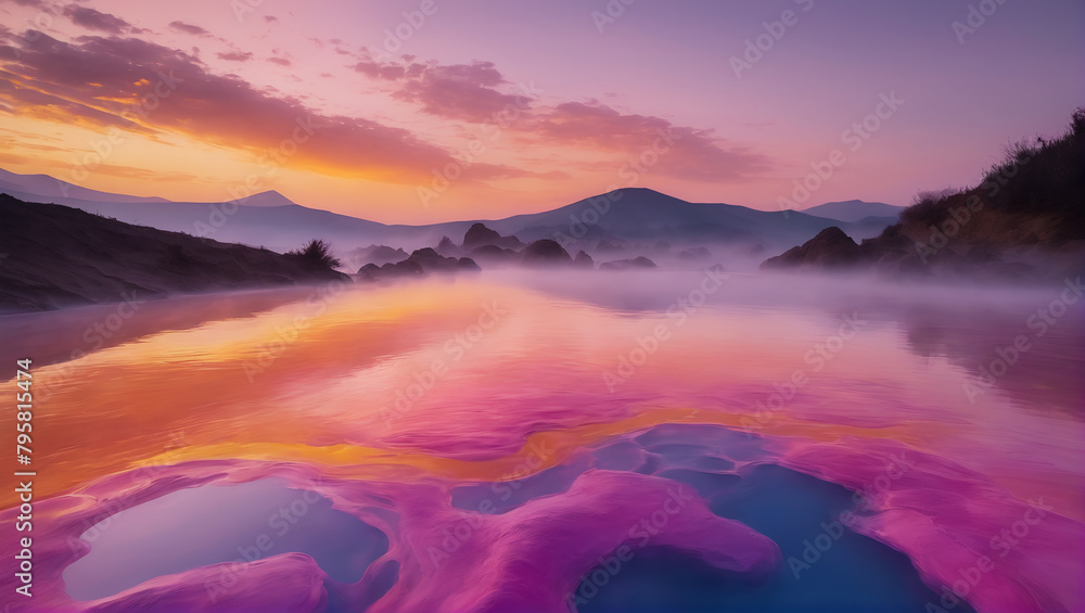 Ethereal images of liquid pools radiating with warm, sunset-inspired ...
