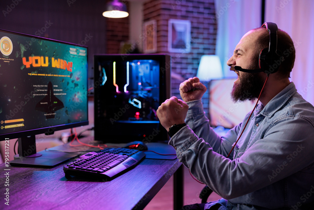 Gamer excited after killing other players in online multiplayer ...