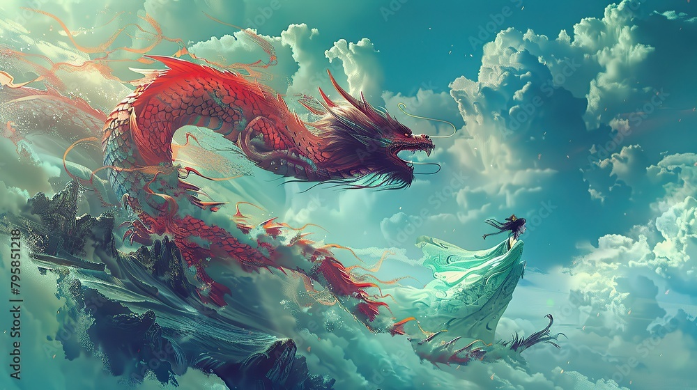 Chinese mythology story, Fuxi Eight Trigramsï¼ŒIllustration, Tang ...