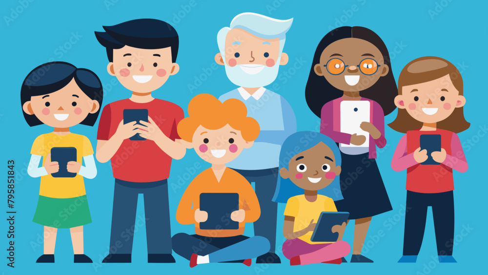 people and gadgets group of students cartoon vector illustration Stock ...