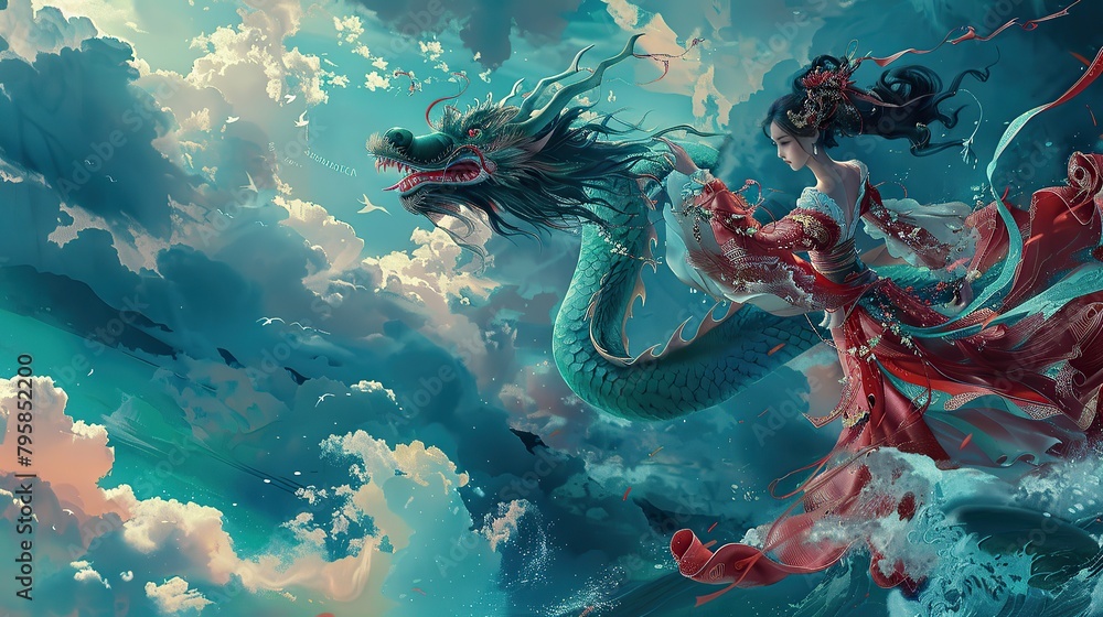 Chinese mythology story, Fuxi Eight Trigramsï¼ŒIllustration, Tang ...