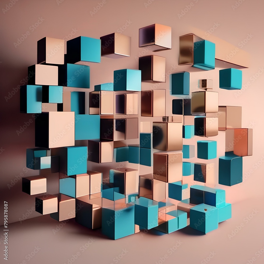 Cubes and rectangles morphing and transforming into different shapes ...