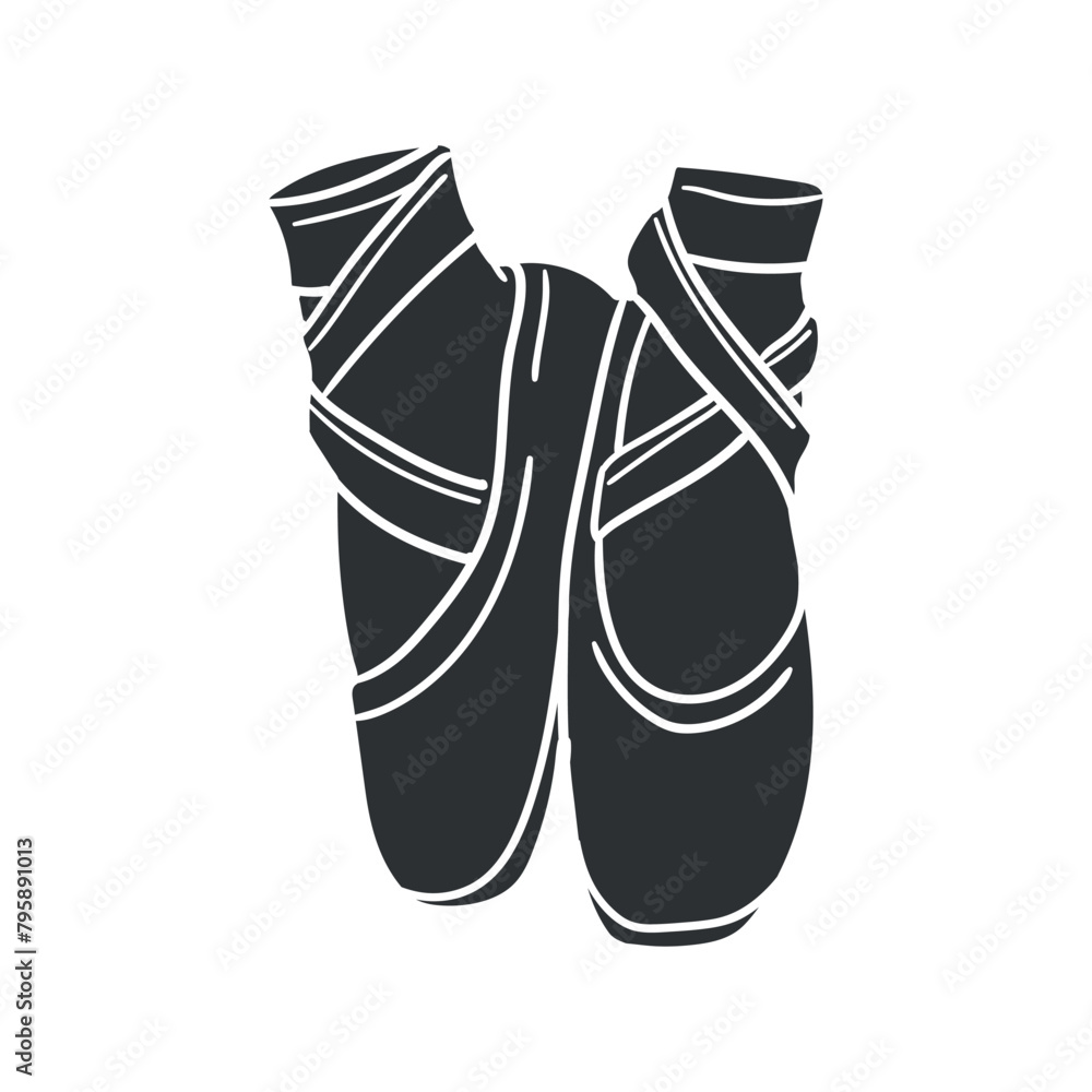 Ballet Shoes Icon Silhouette Illustration. Ballerina Vector Graphic ...