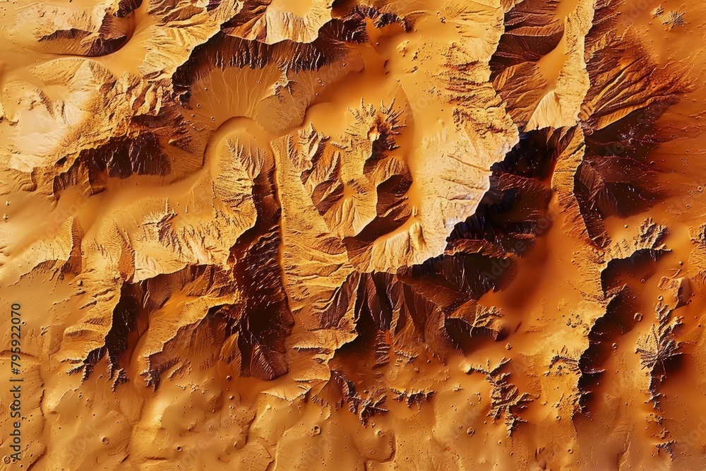 Mars mountains. Satellite photos. Graphic design and texture. Rock and ...