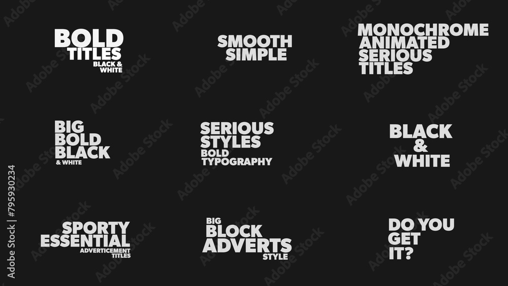 Black And White Bold Title Animations Stock Template | Adobe Stock