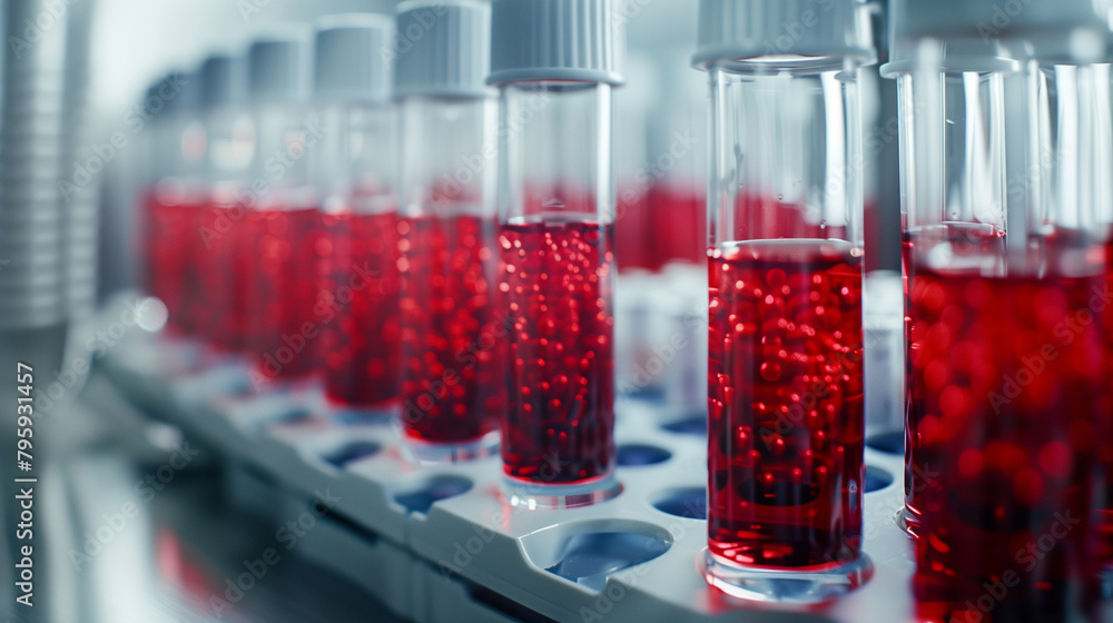 blood samples in test tubes in modern laboratory, blood test kit in ...