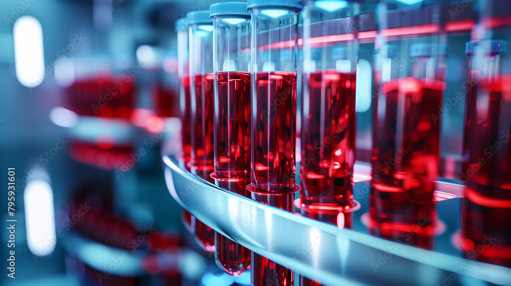 blood samples in test tubes in modern laboratory, blood test kit in ...